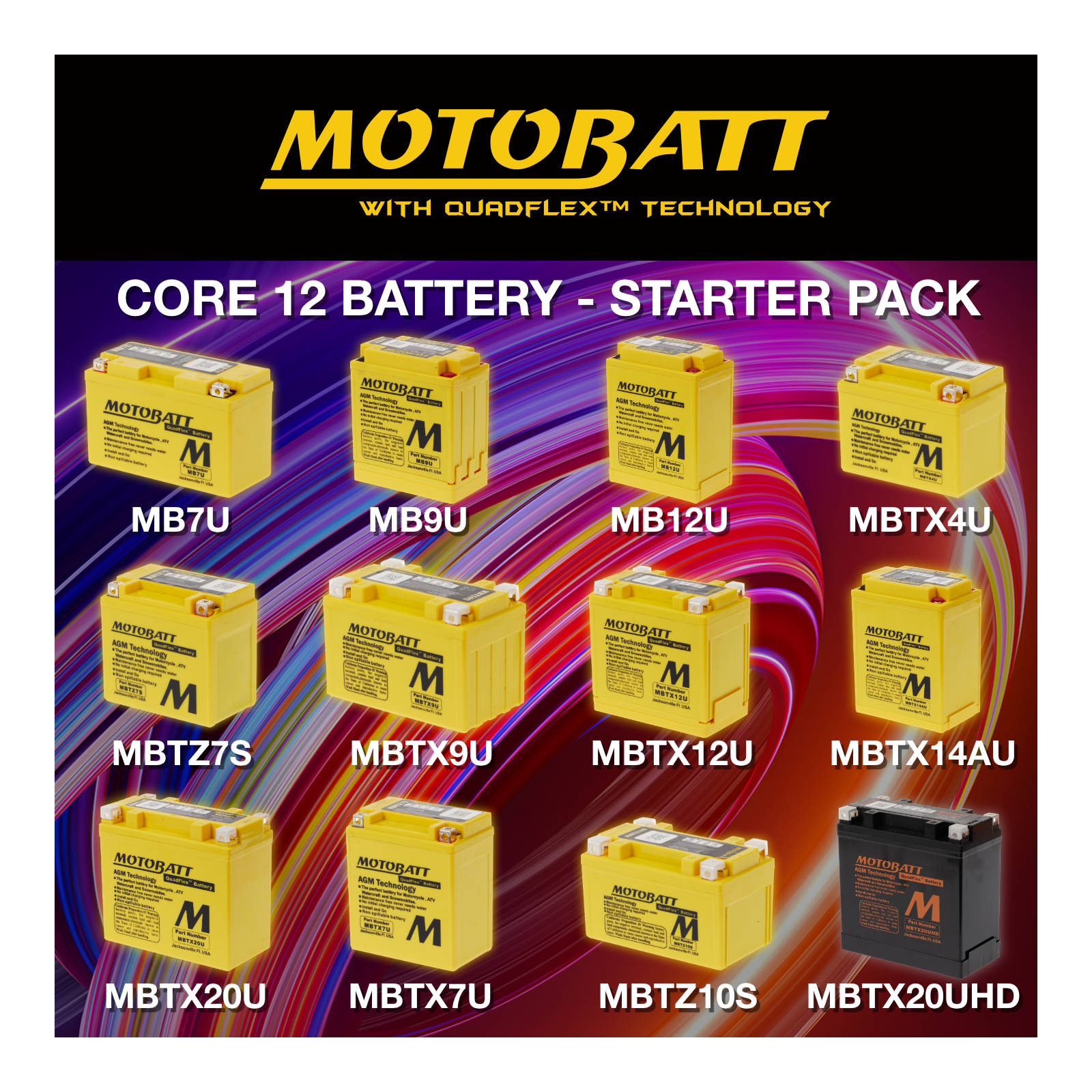 Motobatt Starter Pack Core 12 Batteries – Highside Shop