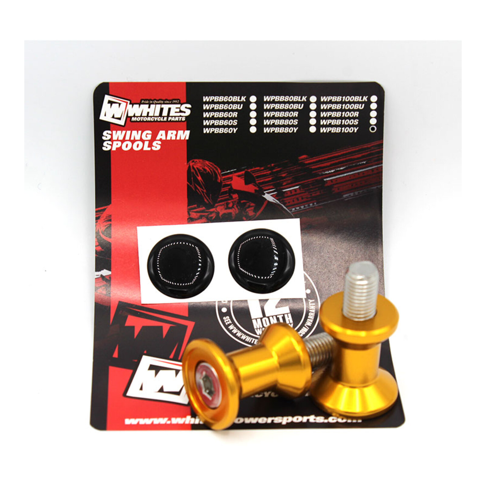 WHITES SWING ARM SPOOLS - ALLOY M10 YEL BB-100Y — Bike Torque